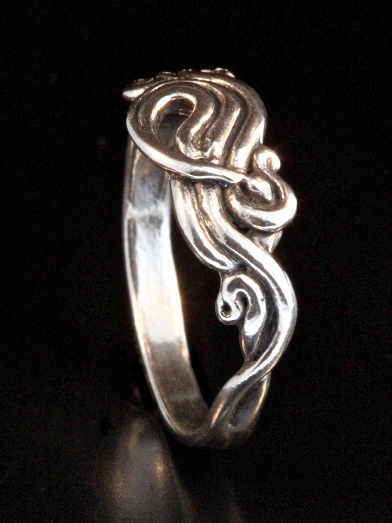Sterling Silver Ring Swirl Ring Wave Ring Nouveau Swirl Ring Wave ...