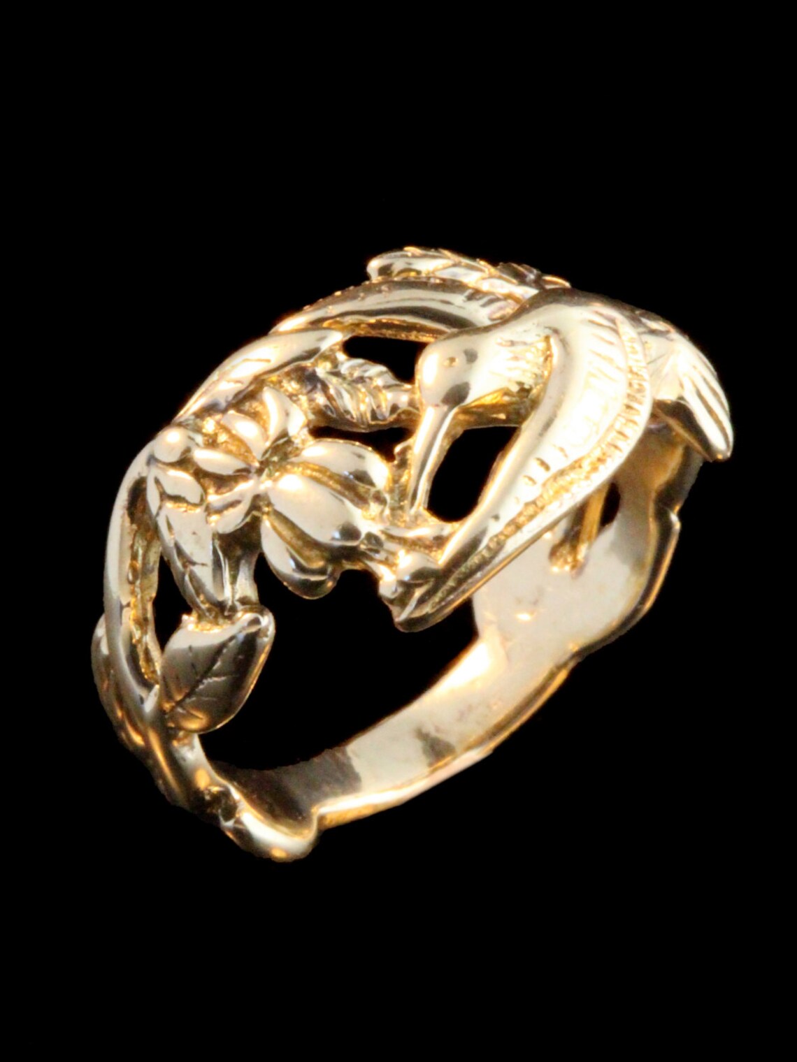 Hummingbird Ring - Solid 14k Gold - Gold Bird Ring - Etsy