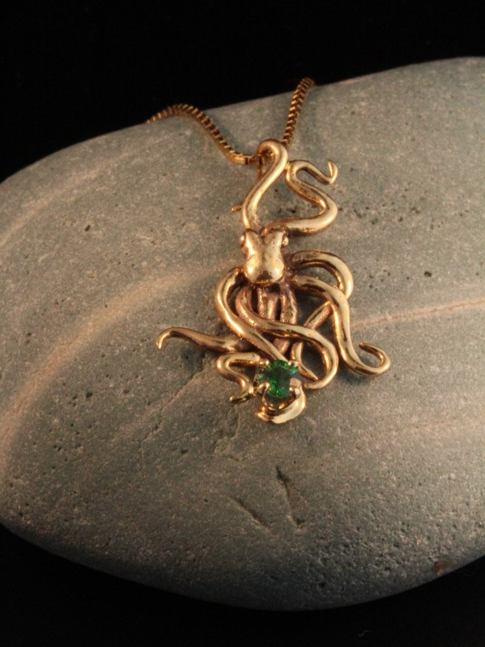 Gold Octopus Necklace Octopus Charm with Fire Opal 14k Gold | Etsy