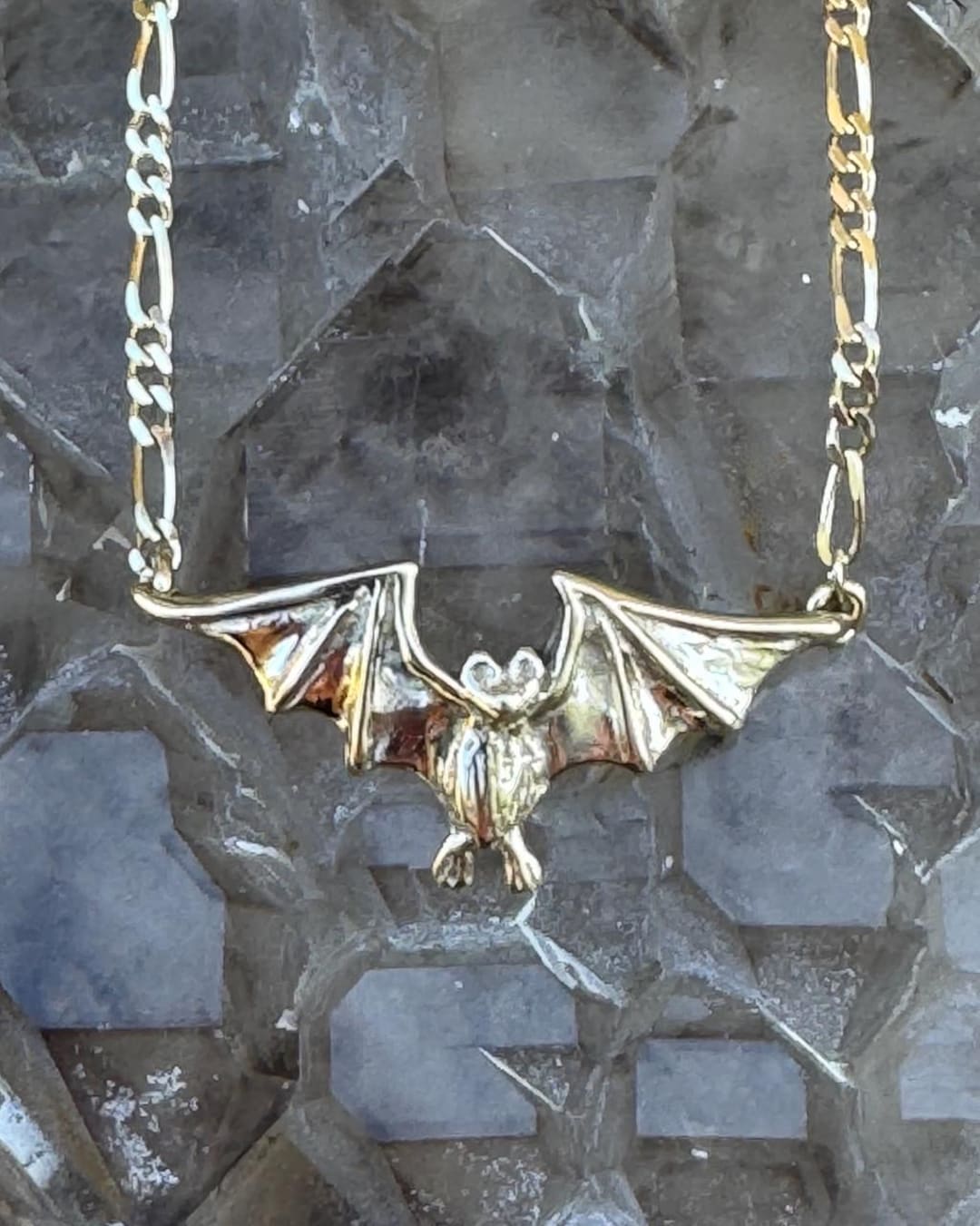14k Gold Tiny Flying Bat Necklace 14k Gold Bat Charm Gold Bat Jewelry ...