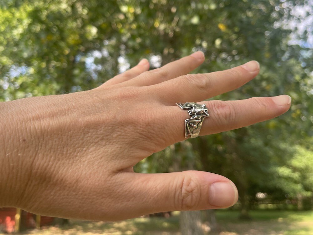 Sterling Silver Bat Ring Bat Flight Ring Bat Jewelry Halloween - Etsy