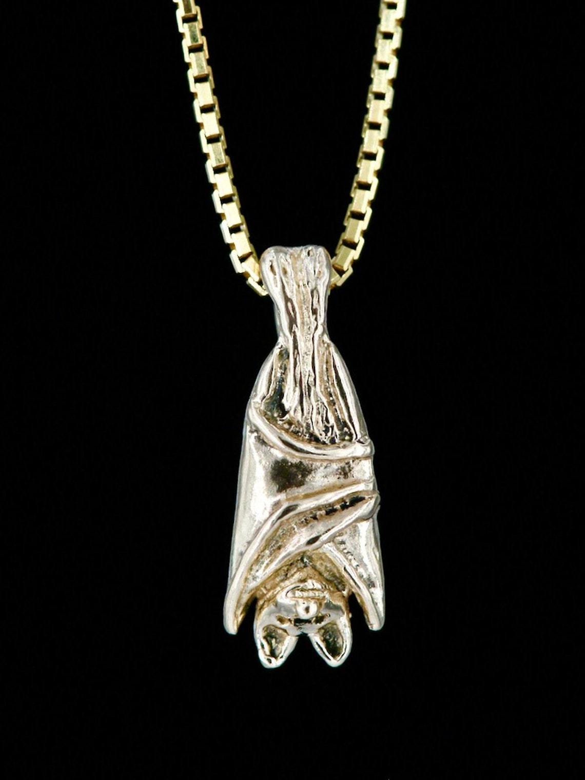 Tiny 14k Gold Bat Charm Necklace Tiny Solid 14k Gold Charm | Etsy