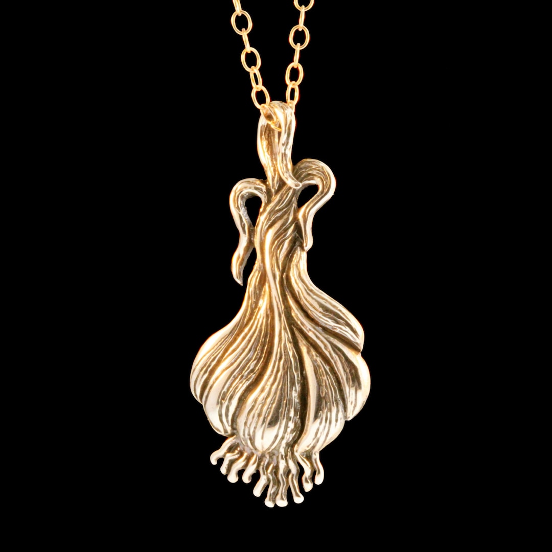 Garlic Necklace Garlic Jewelry Large Garlic Pendant Bronze Vampire ...