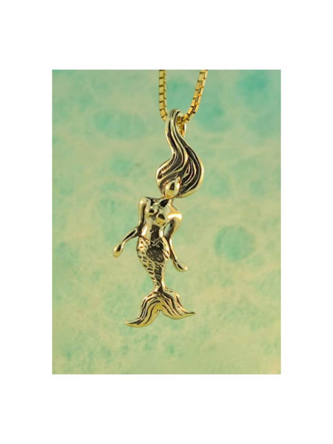Gold Mermaid Necklace - 14k Gold Mermaid Charm Mermaid Pendant ...