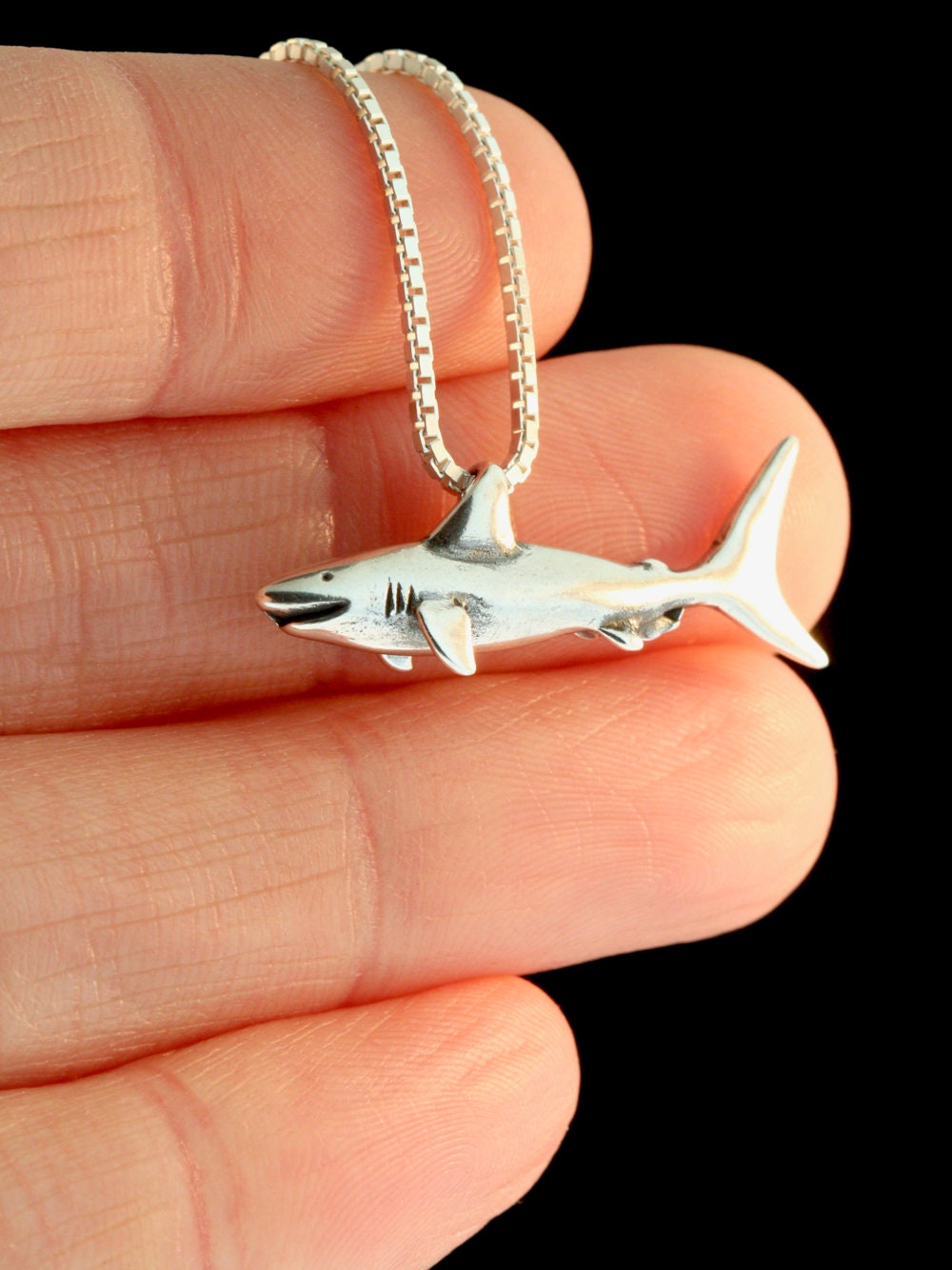 Shark Necklace Shark Charm Silver Shark Pendant Shark Jewelry Silver ...