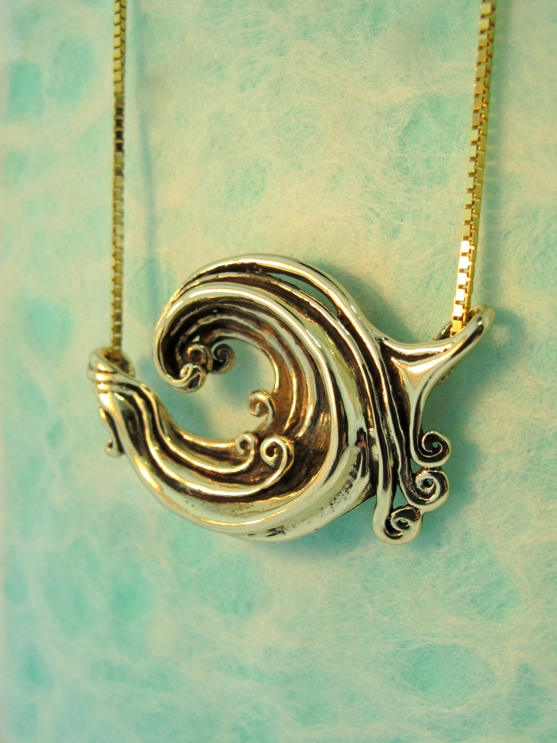 Wave Necklace Gold Rip Curl Wave Pendant Surfer Jewelry Wave - Etsy
