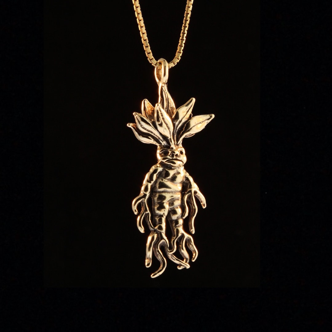 14k Gold Mandrake Root Charm Gold Mandrake Root Necklace Mandragora ...