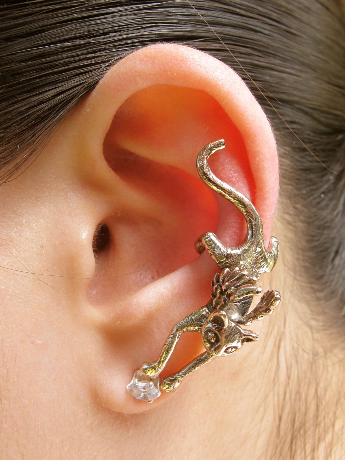 Cat Ear Cuff Angel Kitty Ear Cuff Bronze Cat With Wings Cat - Etsy