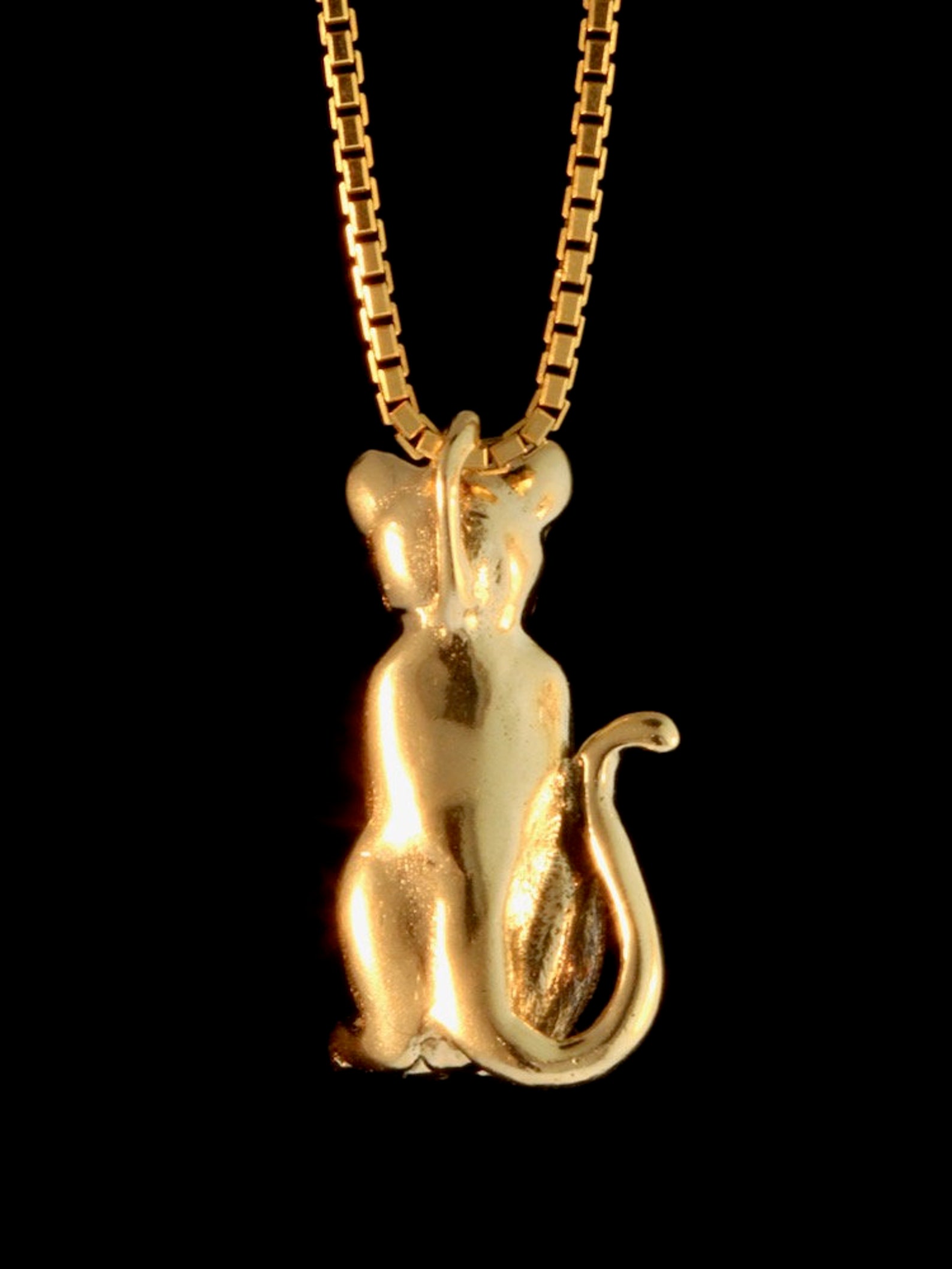 Solid 14k Gold Magic Cat Pendant With Tsavorite Eyes Gold Cat Necklace ...