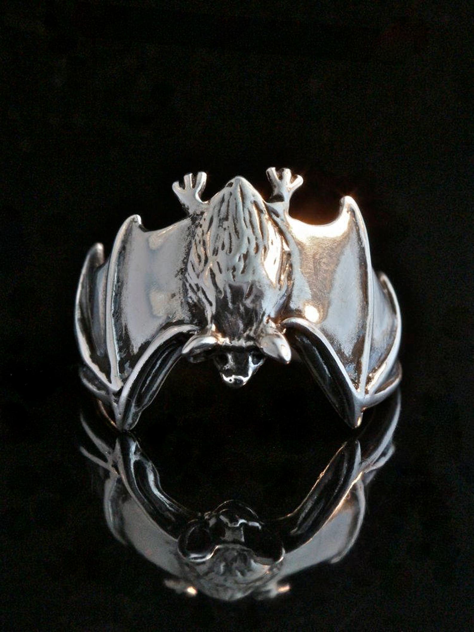 Silver Bat Ring Silver Classic Bat Ring Bat Jewelry Halloween Ring ...