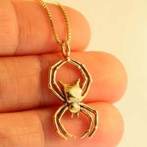 14k Gold Spider Necklace Orb Weaver Spider Jewelry Insect Jewelry Bug ...