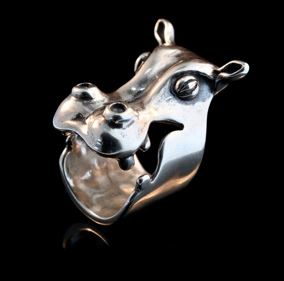 Hippo Jewelry Hippopotamus Ring Henrietta Hippo Ring Silver African Animal Jewelry River Horse ...