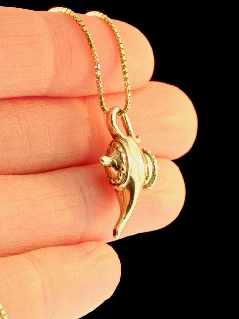 Magic Lamp Charm With Ruby - Solid 14k Gold - Good Luck Charm With Ruby ...