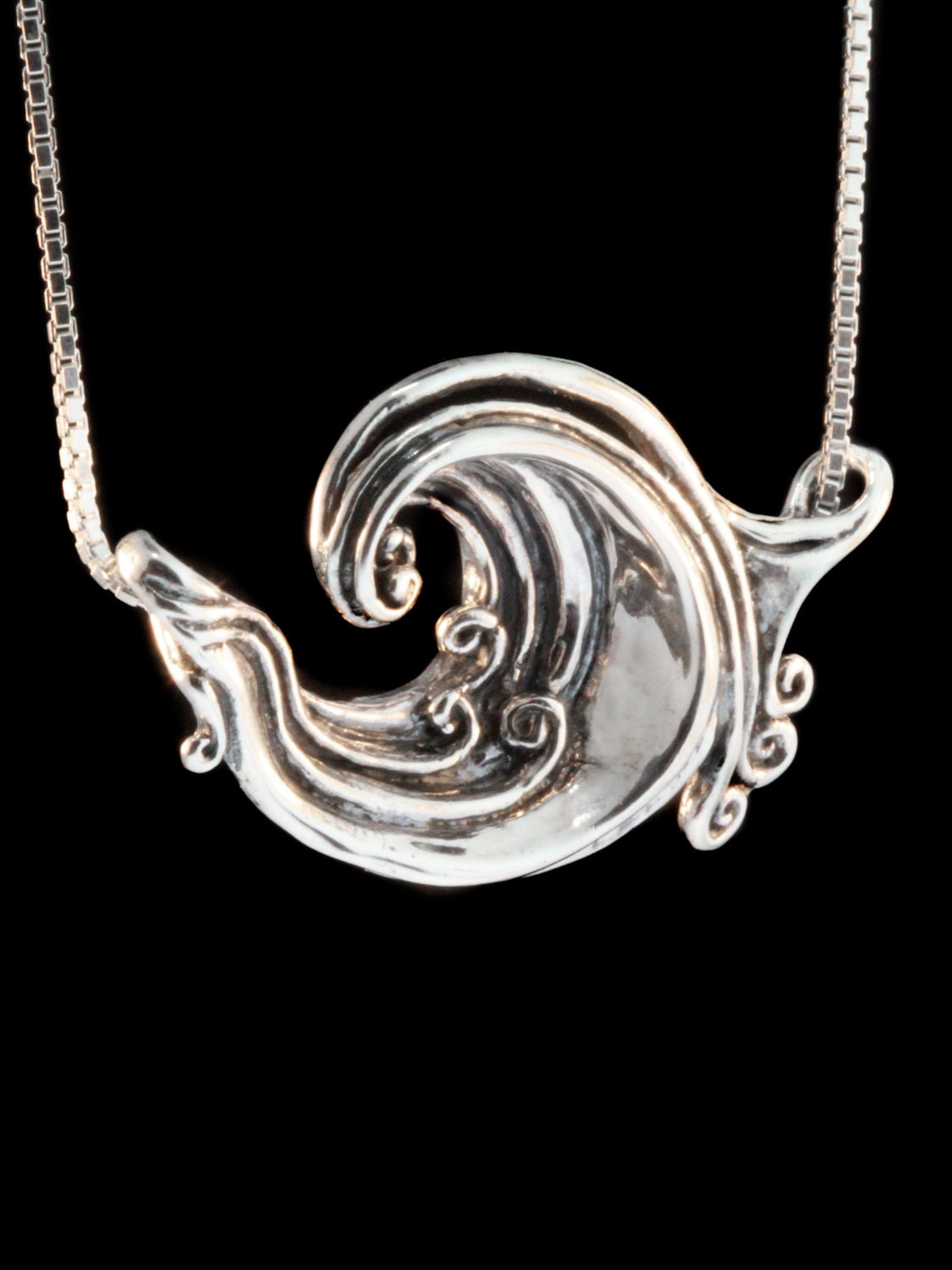 Rip Curl Wave Pendant - Sterling Silver - Gift for Surfer Necklace - Etsy