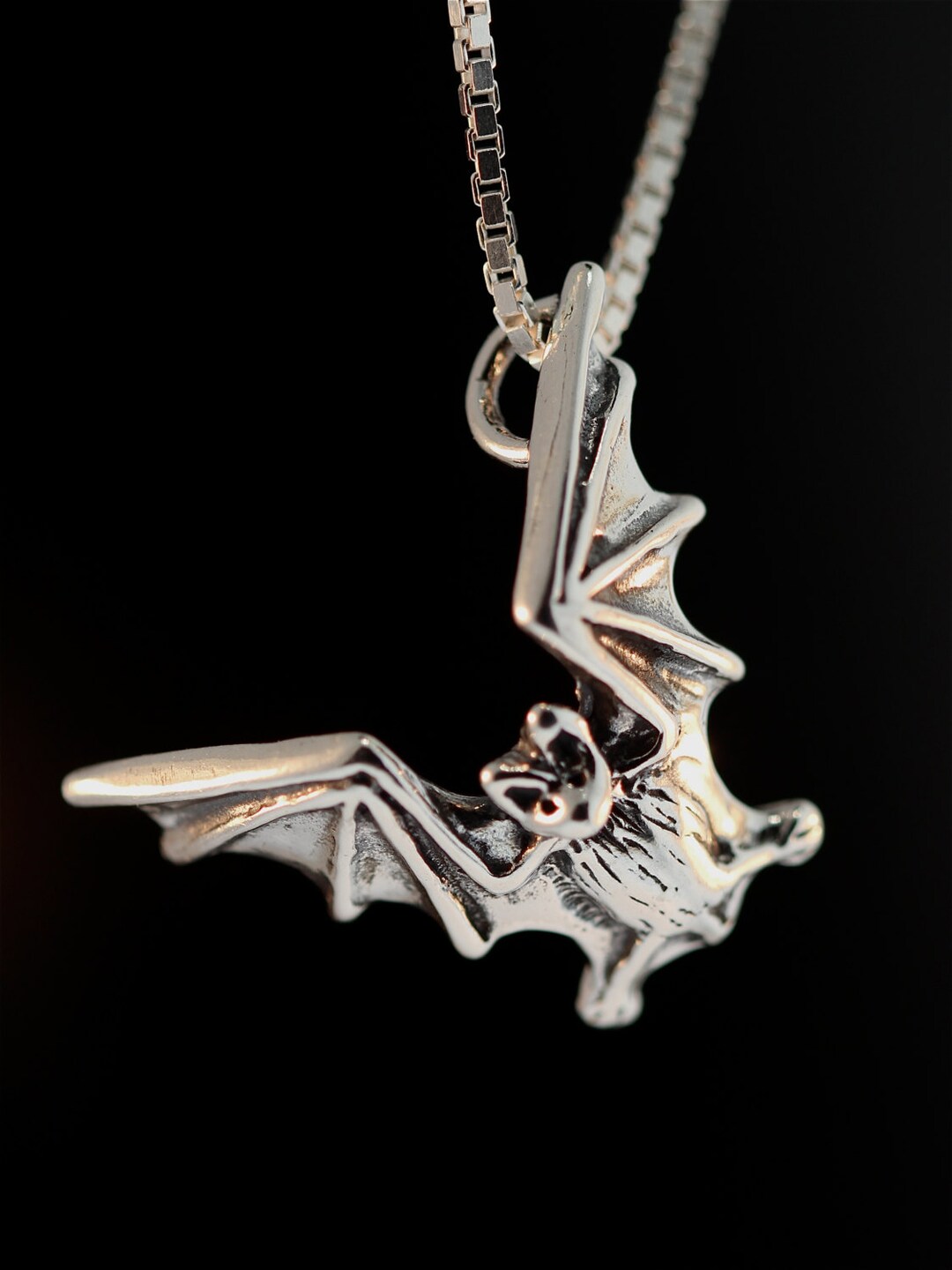 Bat Necklace Silver Bat Flight Charm Bat Pendant Bat - Etsy