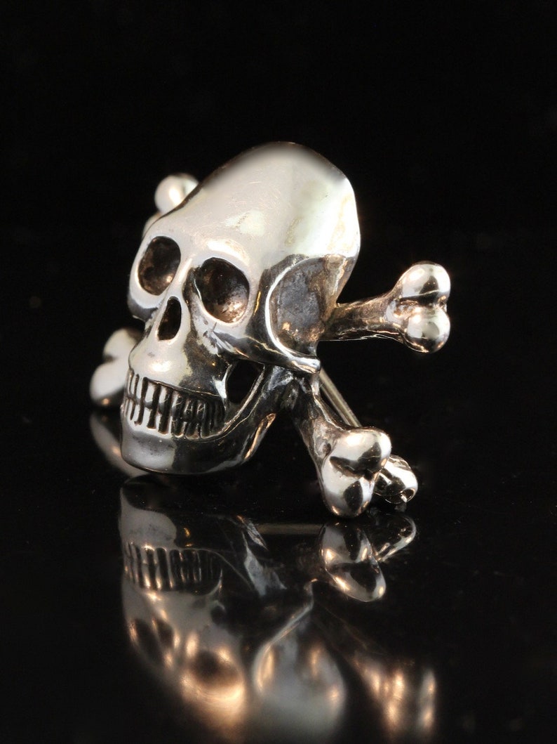 Silver Skull and Crossbones Pin Sterling Silver Skull and Cross Bones ...