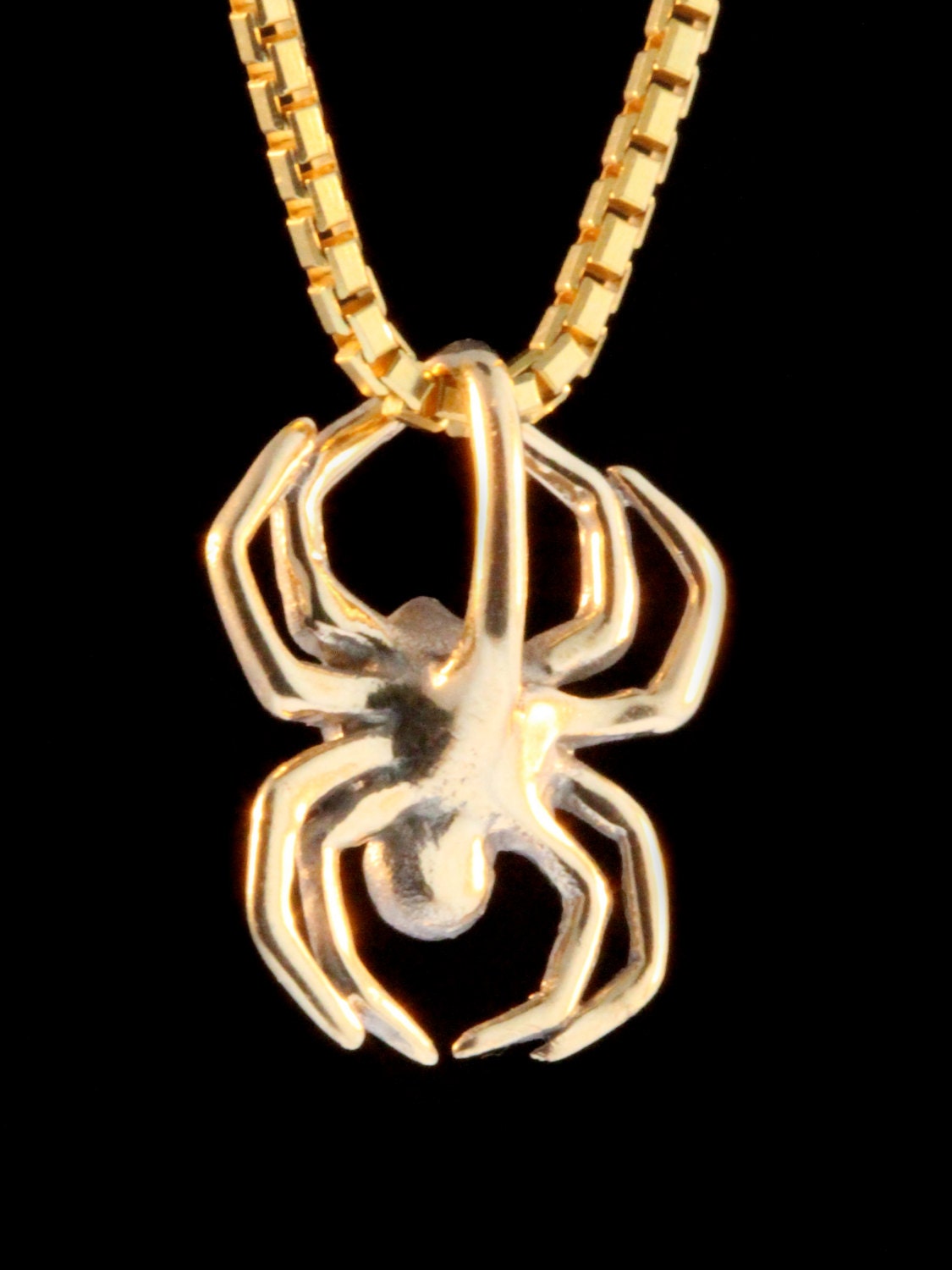 Gold Spider Necklace Solid 14K Gold Spider Charm Spider - Etsy