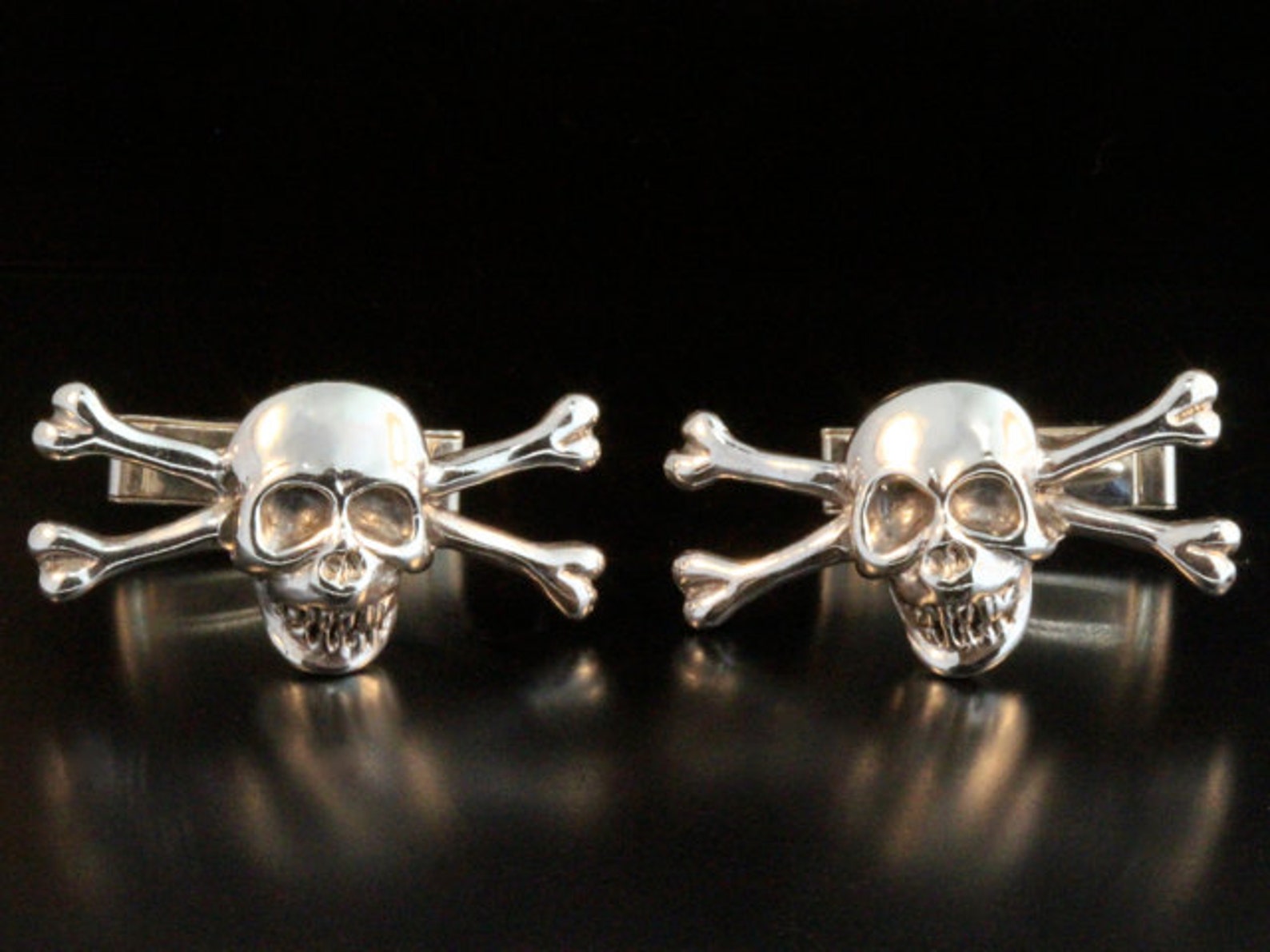 Skull Cuff Links Skull Cufflinks Small Skull and Crossbone | Etsy