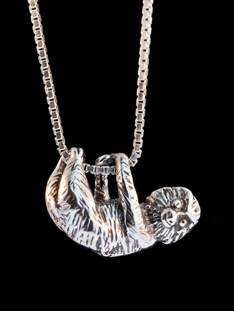 Sloth Necklace Silver Tree Sloth Charm Tree Sloth Necklace - Etsy
