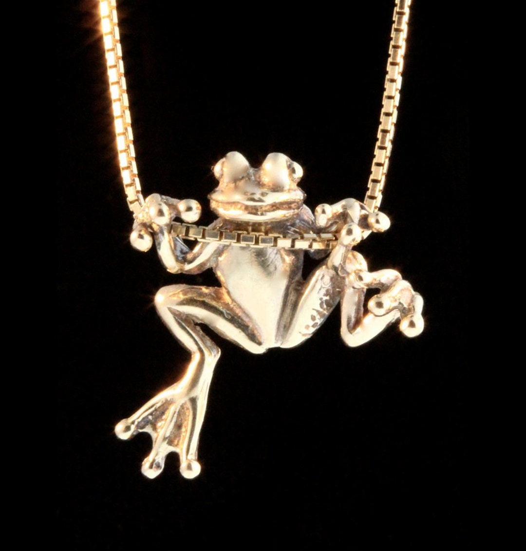 Gold Frog Necklace 14k Gold Tree Frog Charm Frog Pendant Frog Jewelry ...