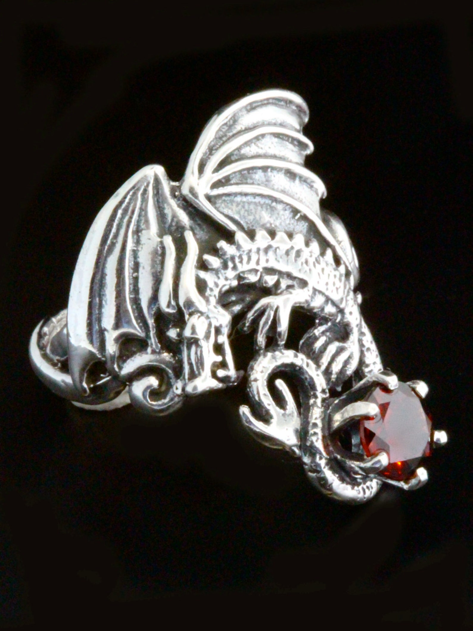 Dragon Ring Silver Magic Dragon Ring With Gemstone Dragon Jewelry ...