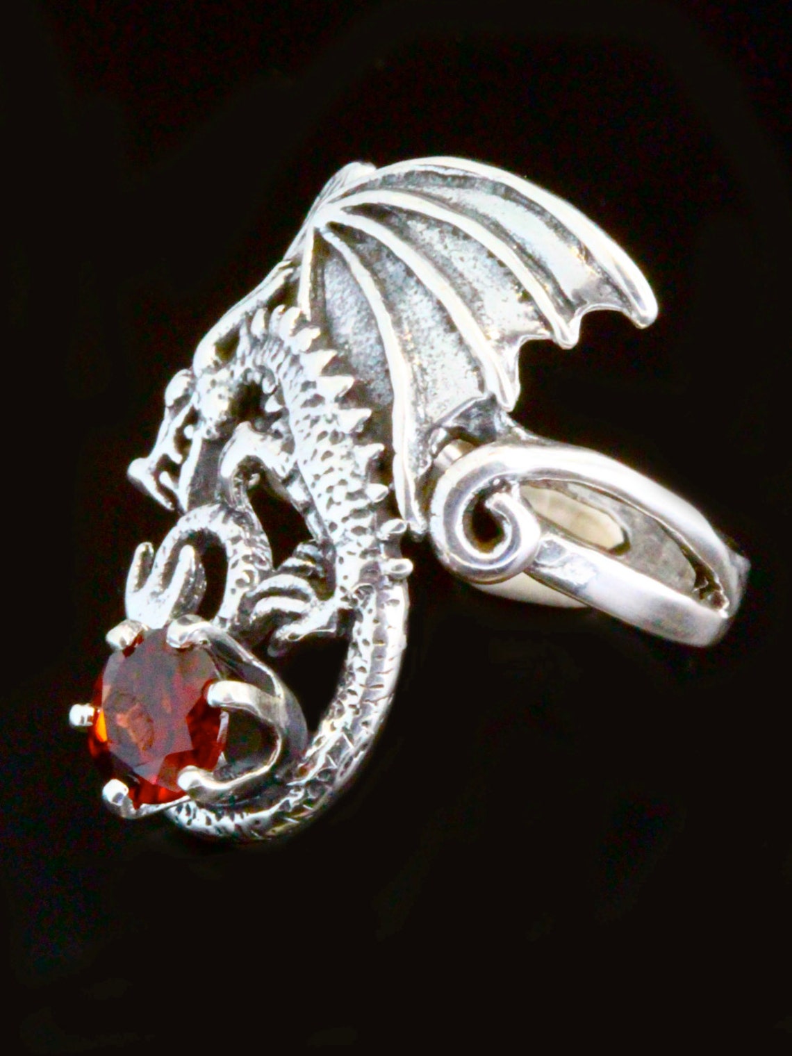 Magic Dragon Ring With Gemstone - Sterling Silver - Crystal Guardian ...