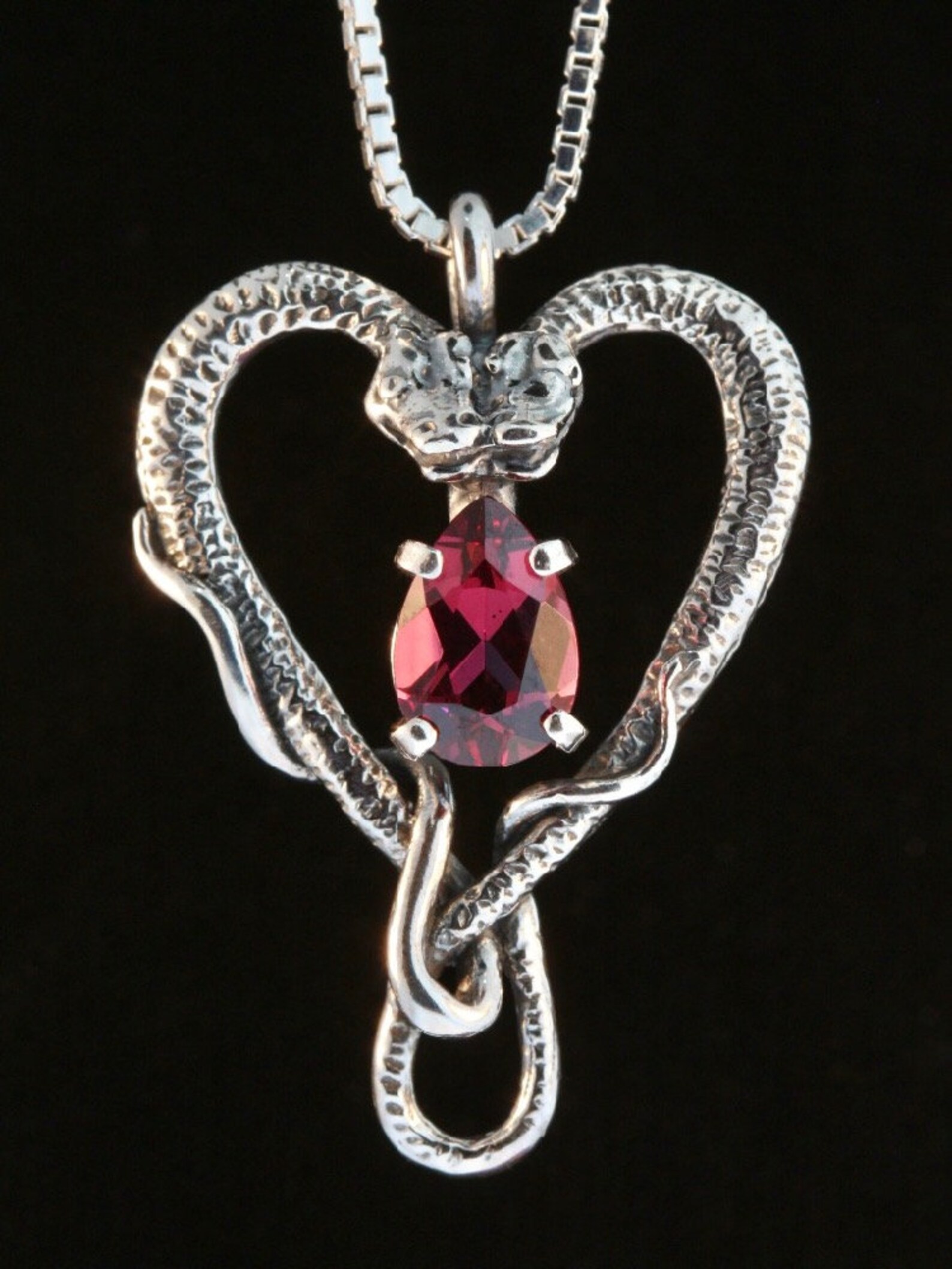 Viper Valentine With Gemstone - Sterling Silver - Serpent Heart ...