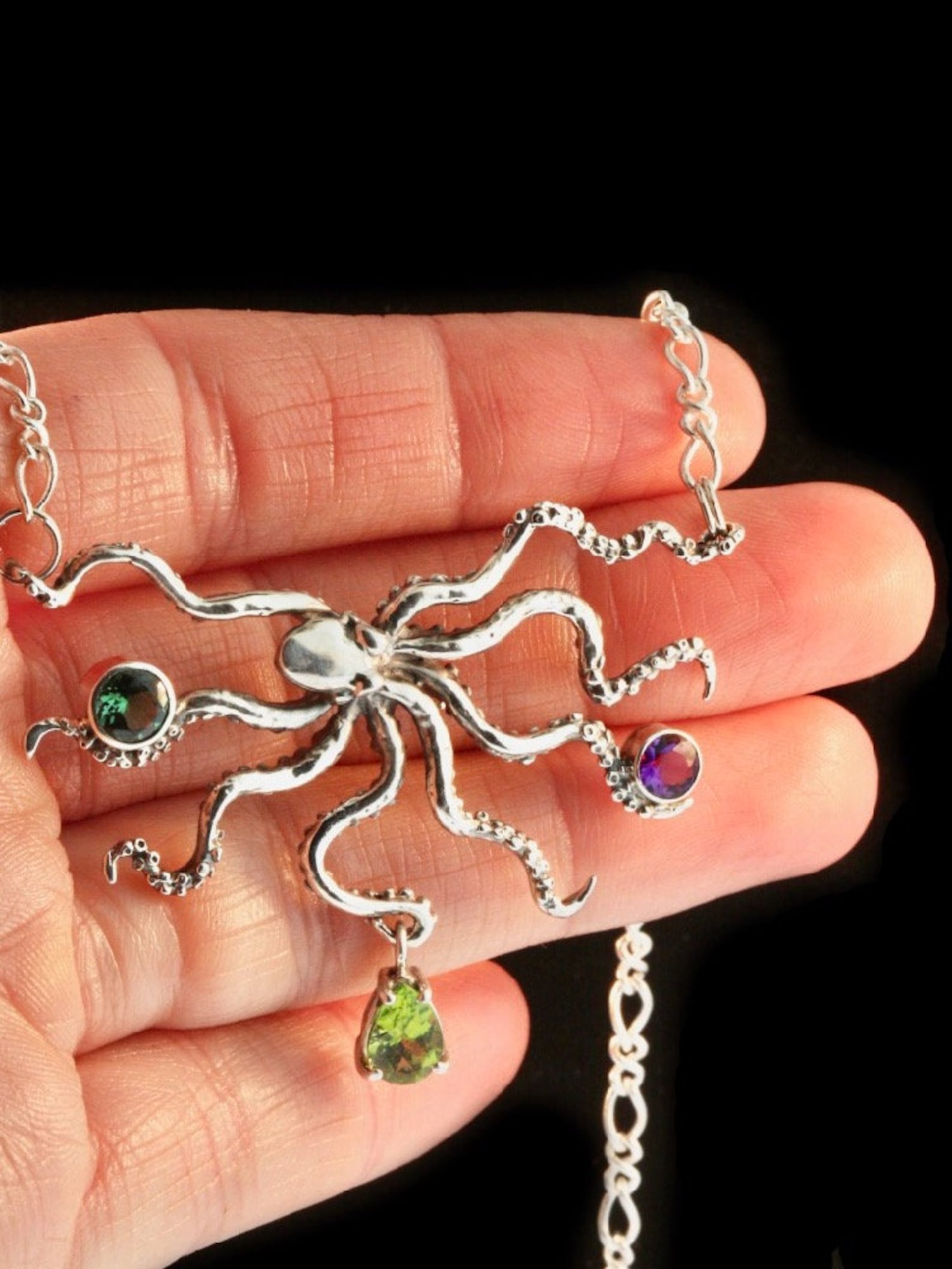 Octopus Necklace Kraken Jewelry Octopus Neckpiece With Jeweled - Etsy