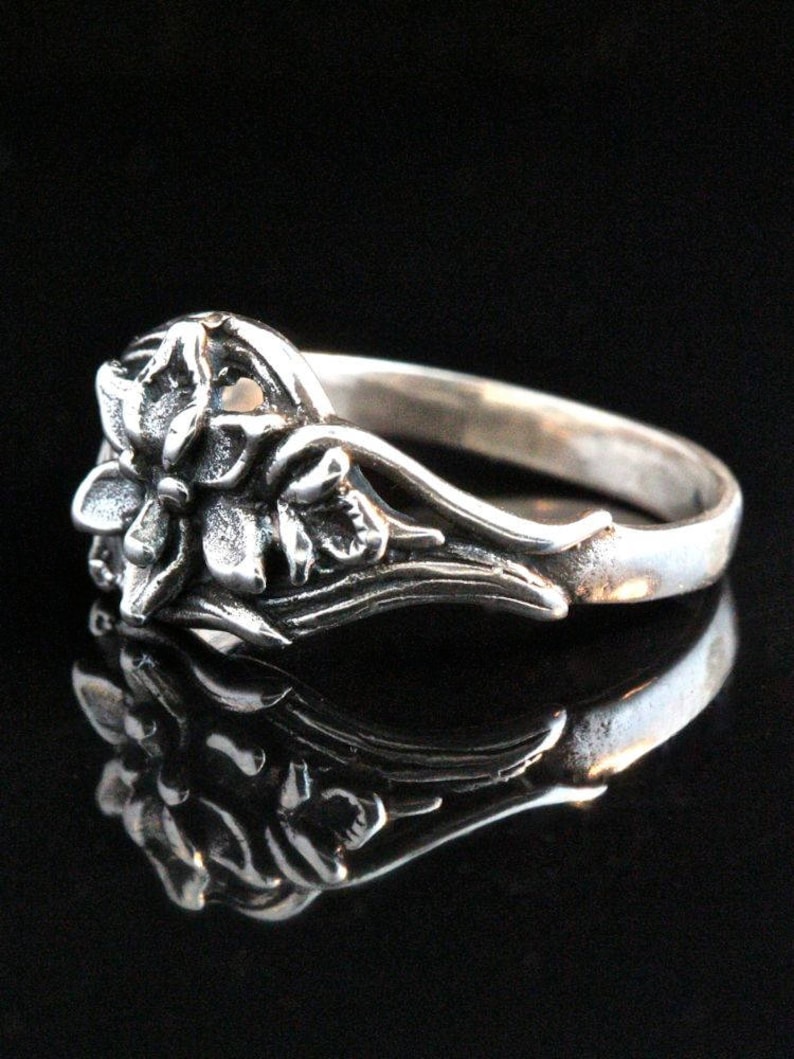 Silver Flower Ring Silver Orchid Ring Flower Jewelry - Etsy