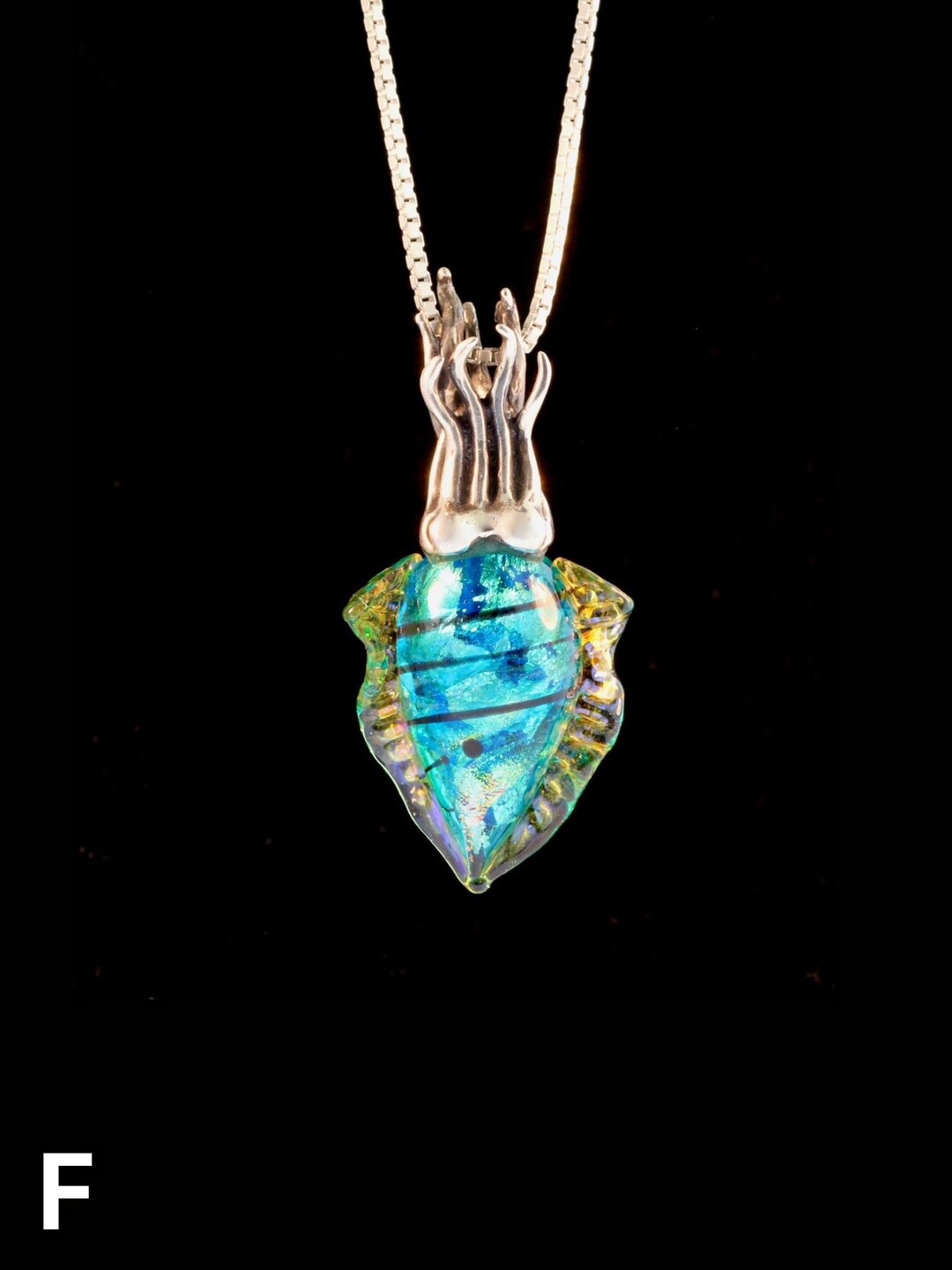 Glass and Silver Cuttlefish Tentacle Necklace Tentacle Jewelry Glass ...