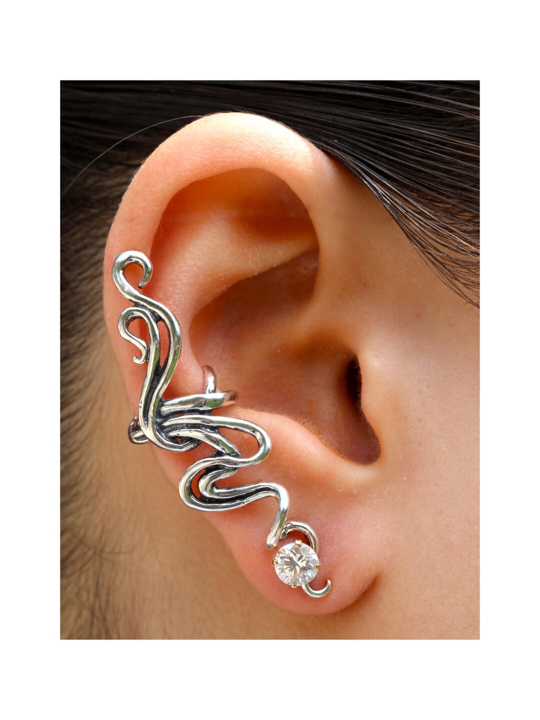 Ear Cuff Silver Ear Wrap Spiro Swirl Ear Cuff Silver Silver Swirl ...