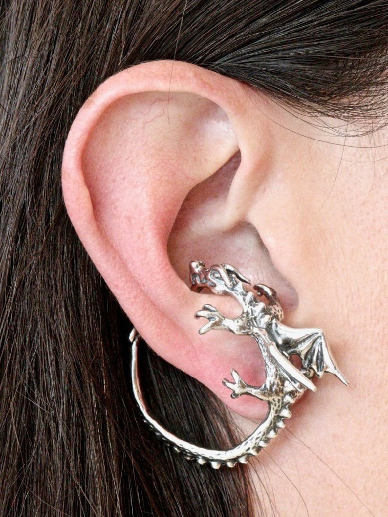 Dragon Ear Cuff Silver Dragon Whisperer Hoop Dragon Ear Wrap Game of ...