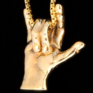 ASL Jewelry - Love Sign Pendant - 14k Gold Jewelry - Sign Language ...