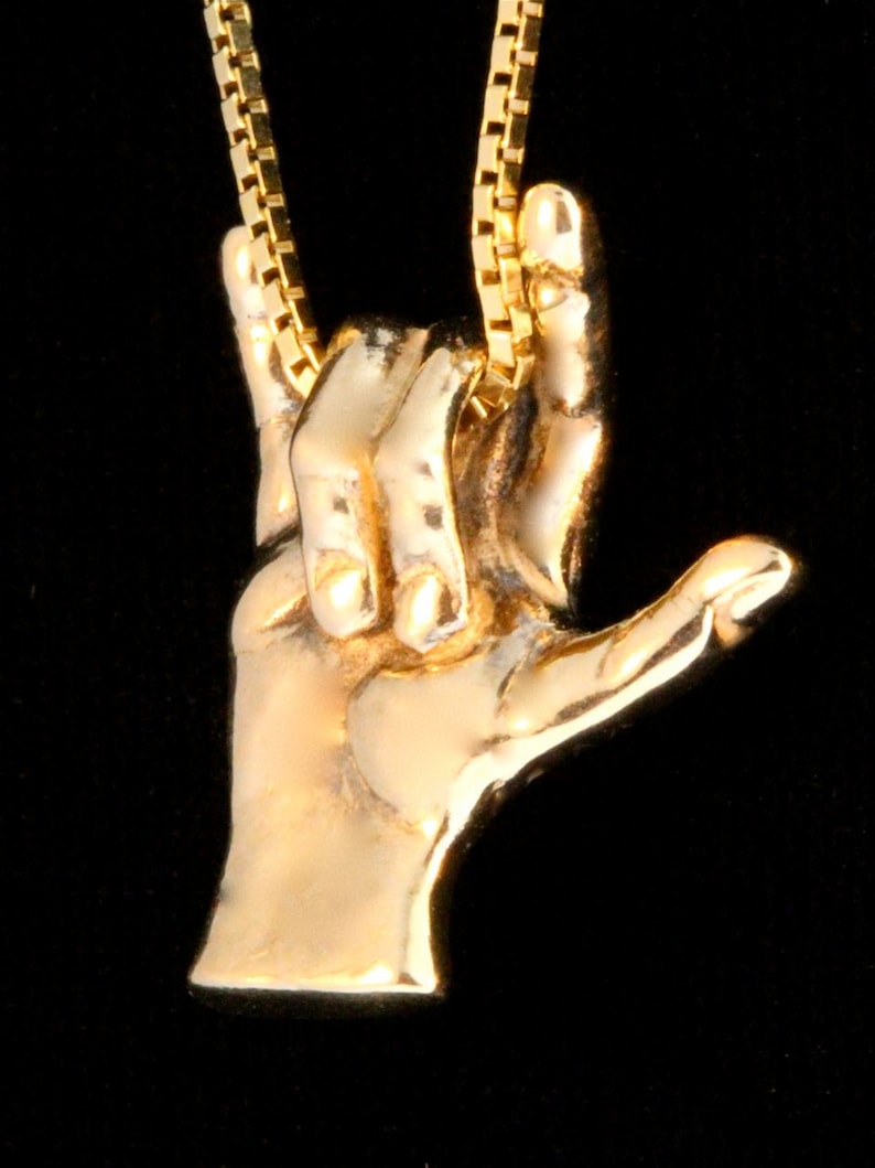 ASL Jewelry Love Sign Pendant 14k Gold Jewelry Sign - Etsy