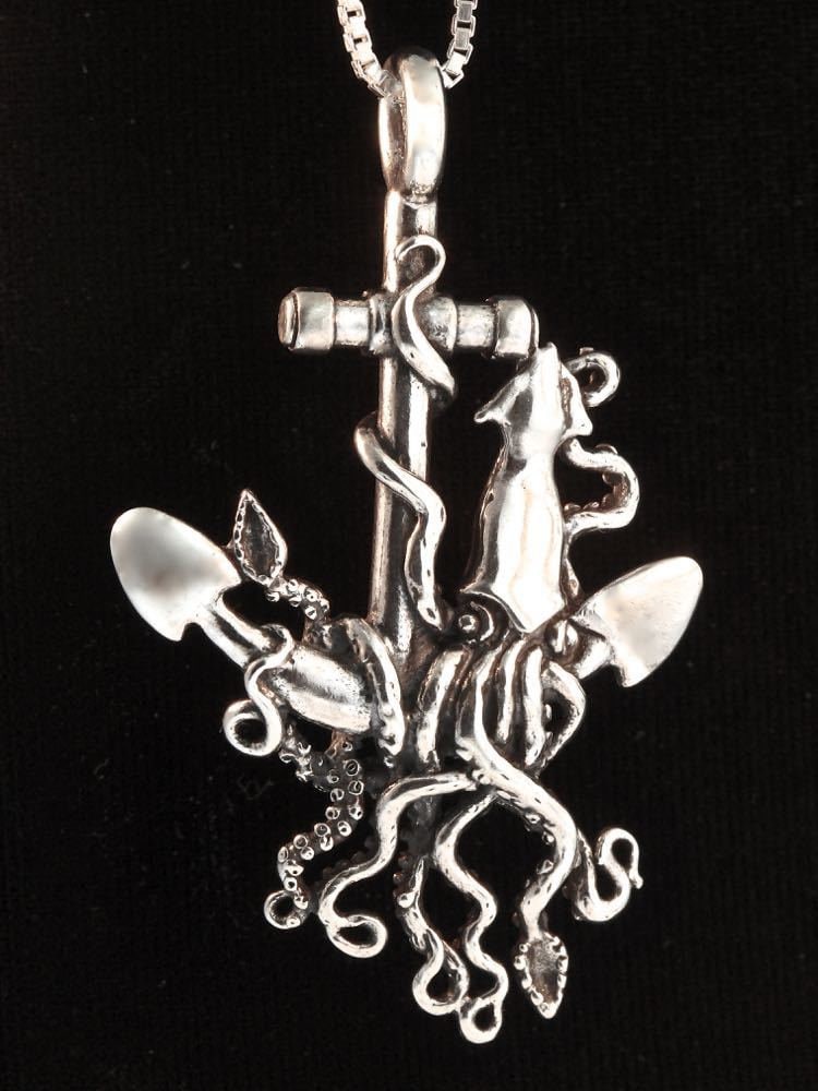 Kraken Necklace Squid Necklace Silver Kraken Squid And Anchor | Etsy