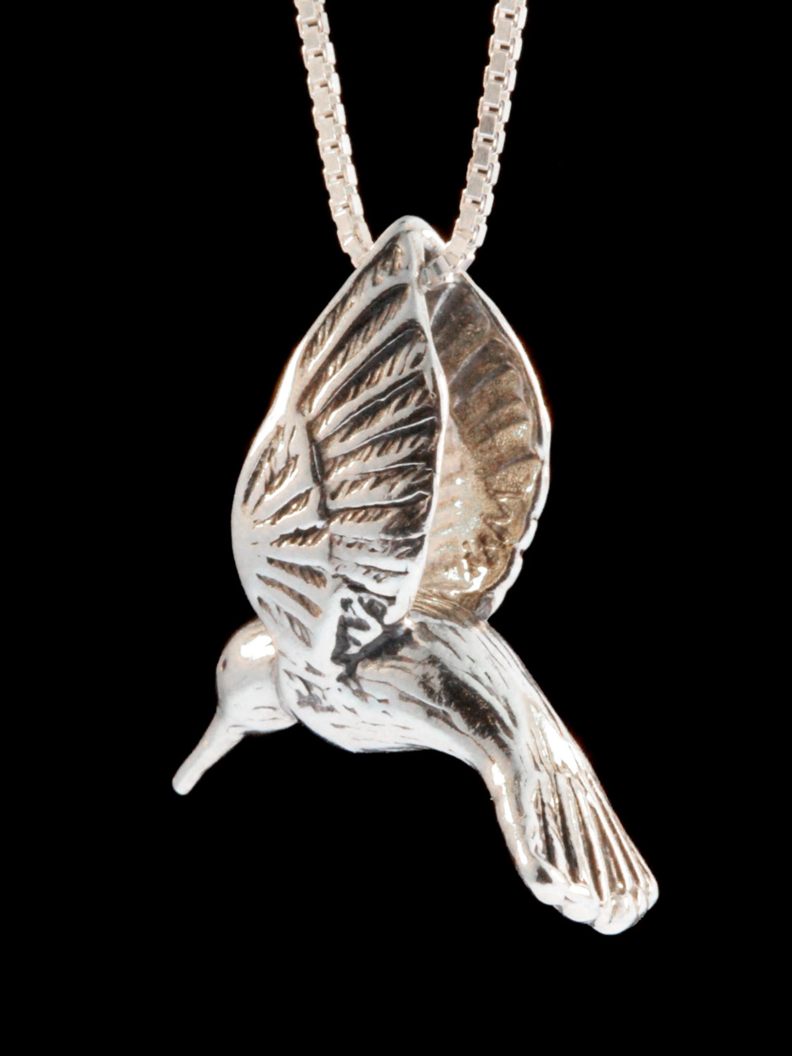 Hummingbird Pendant - Sterling Silver - Bird Necklace - Etsy