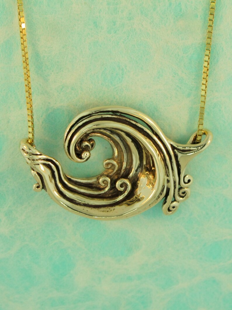 Wave Necklace Gold Rip Curl Wave Pendant Surfer Jewelry Wave - Etsy