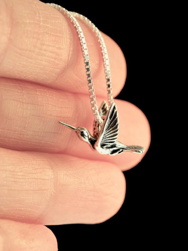 Flitting Hummingbird Charm Sterling Silver Hummingbird Pendant - Etsy