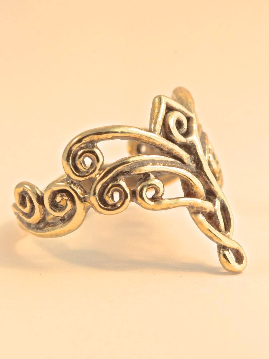 Crown Ring 14K Gold Arabesque Ring Crown Jewelry Abstract Ring Swirl ...