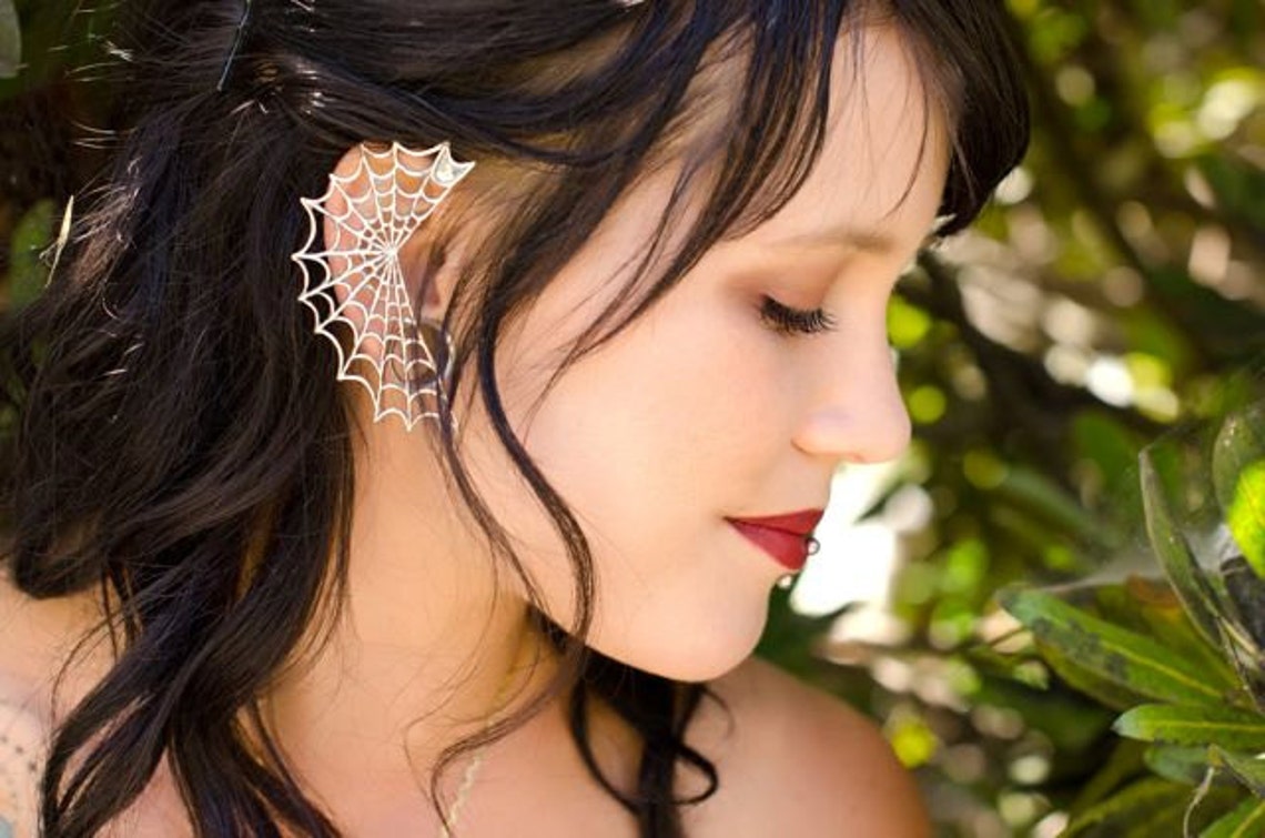 Spider Web Ear Wrap Silver Spider Web Ear Cuff Spider Web - Etsy