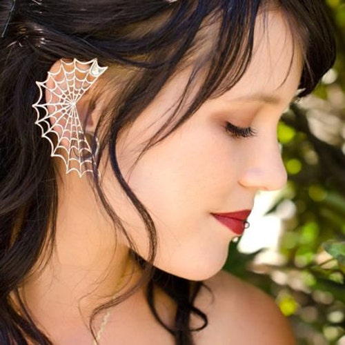 Spider Web Ear Wrap Silver Spider Web Ear Cuff Spider Web - Etsy