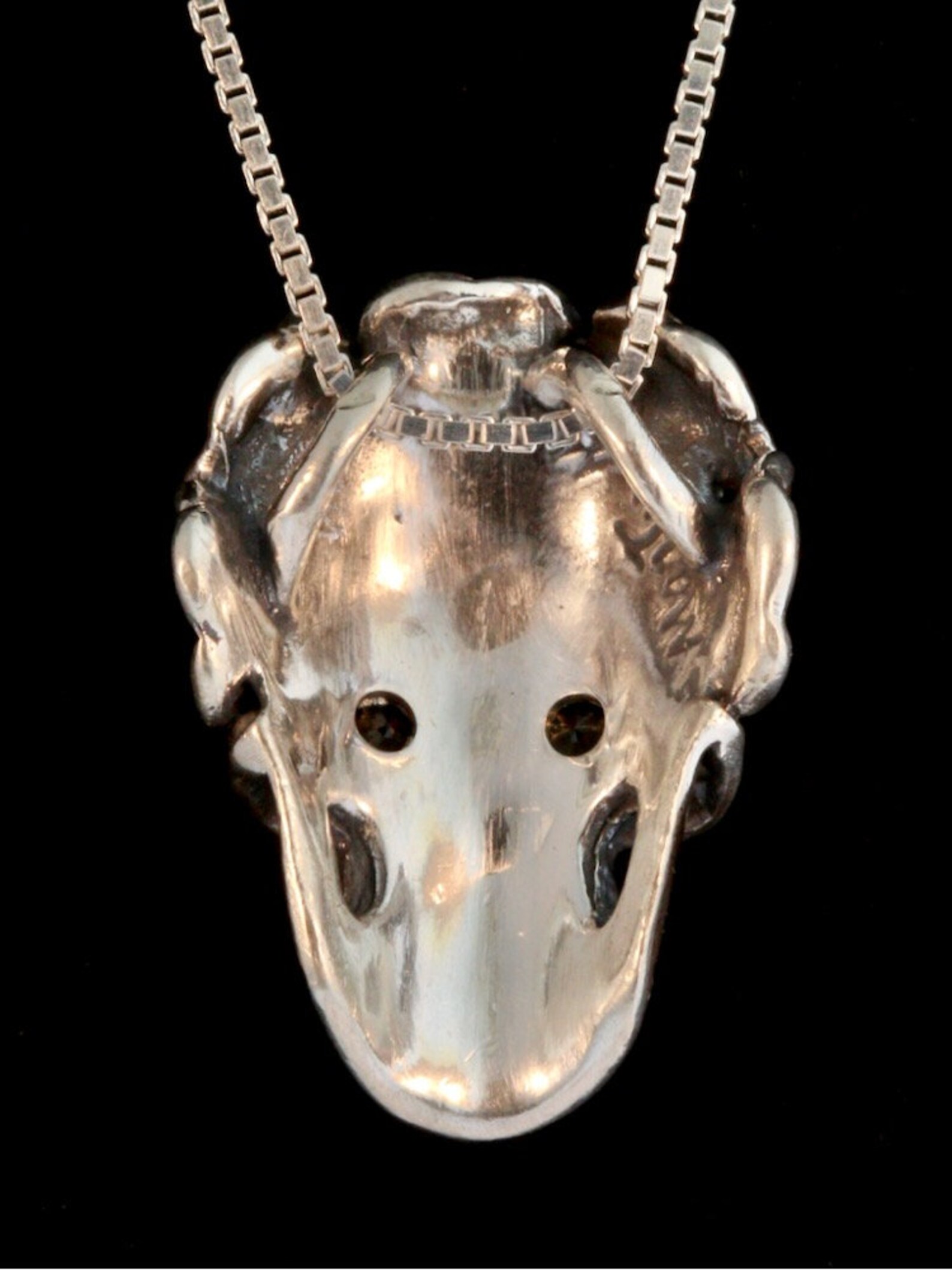 Skull Necklace Skull and Rose Pendant With Gemstone Eyes Day of the ...