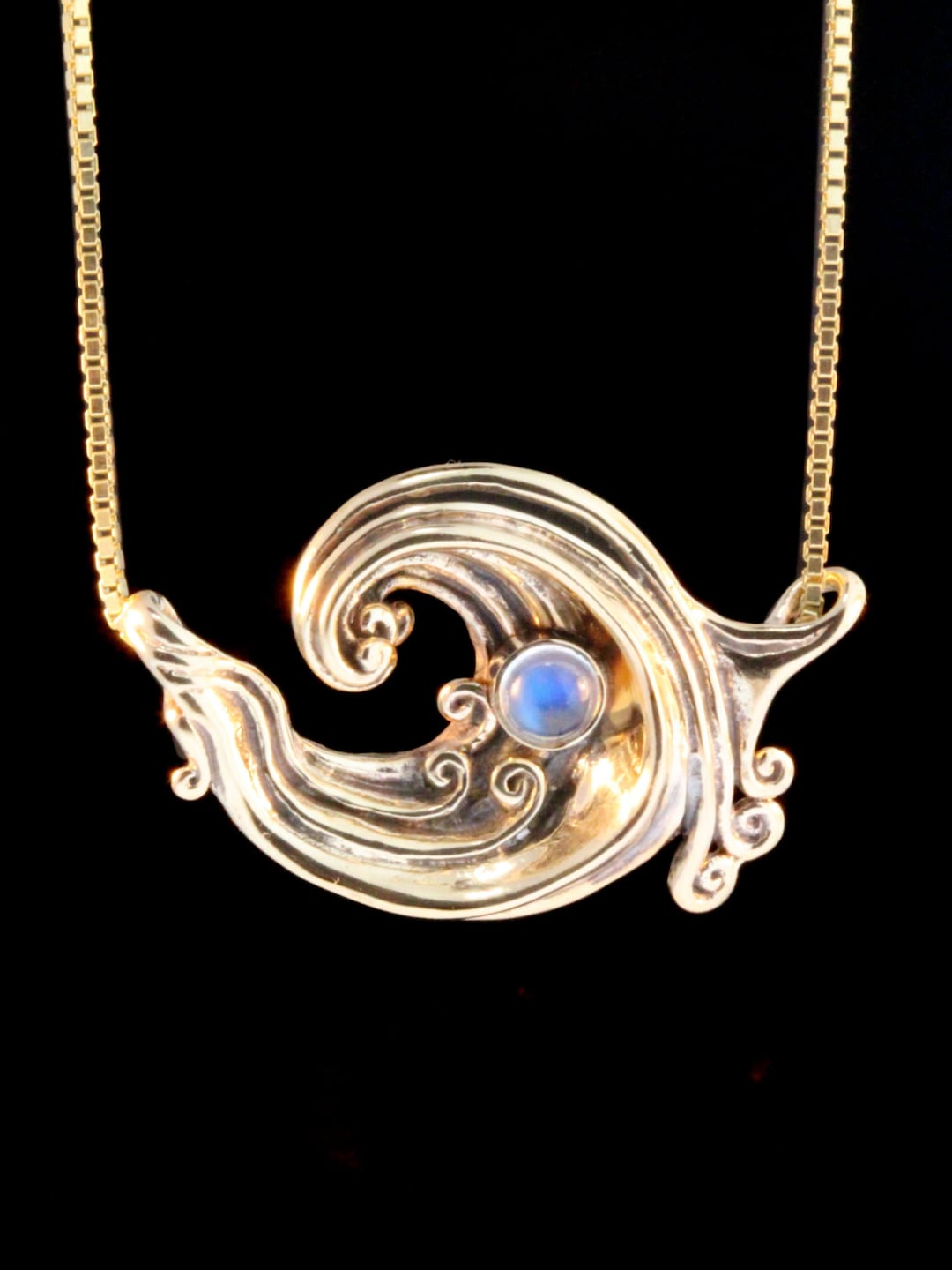 Wave Necklace Gold Rip Curl Wave Pendant Surfer Jewelry Wave Jewelry ...