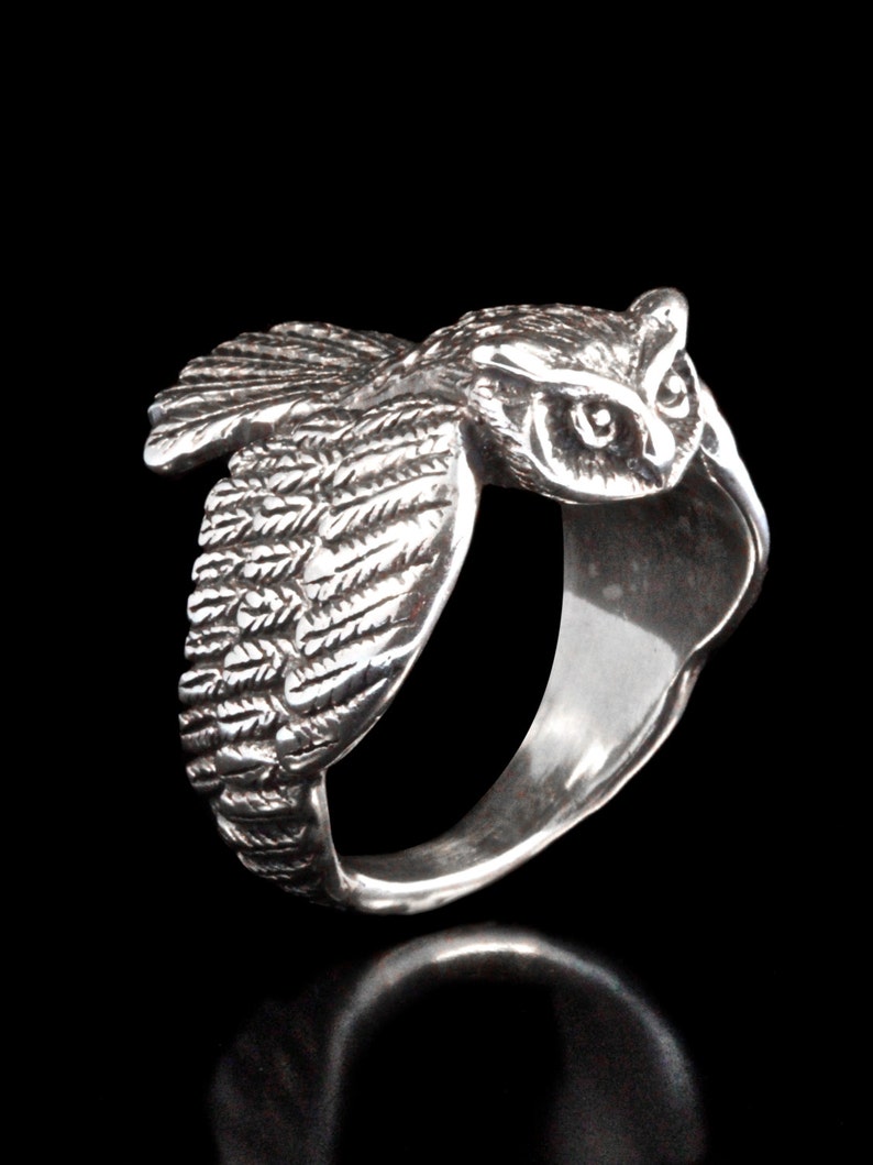 Owl Ring Silver Owl Jewelry Bird Ring Bird Jewelry Sterling - Etsy