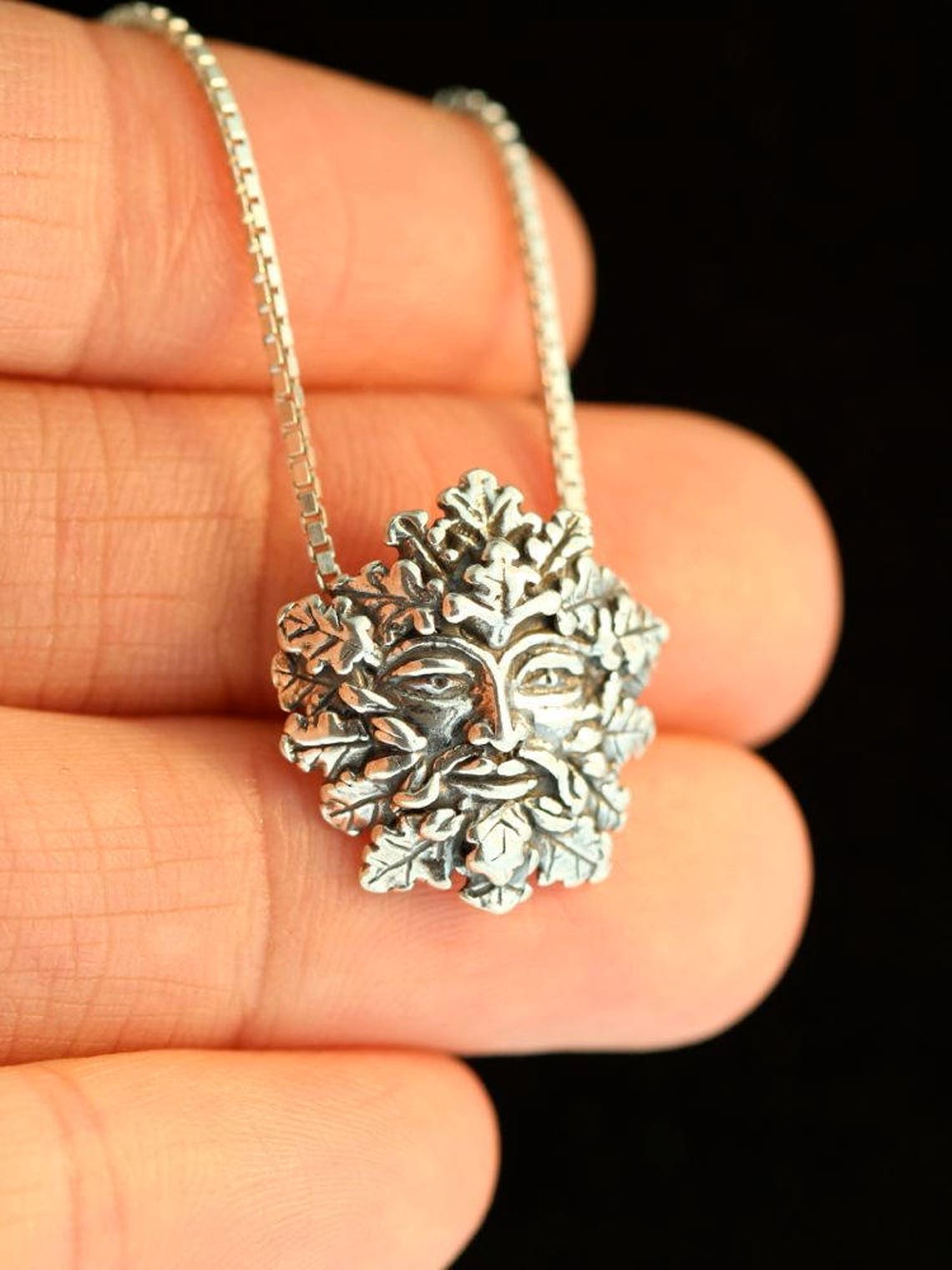 Green Man Charm - Sterling Silver - Celtic Pagan Pendant - Etsy