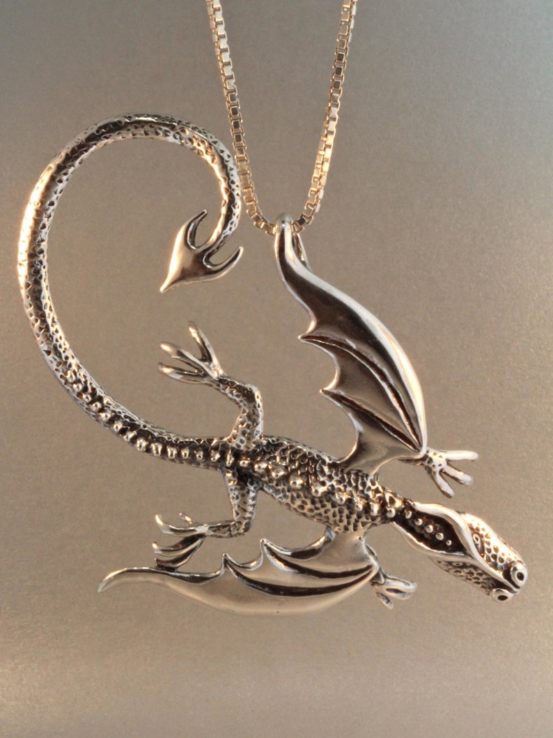 Silver Dragon Necklace Balerion Dragon Pendant Dragon - Etsy