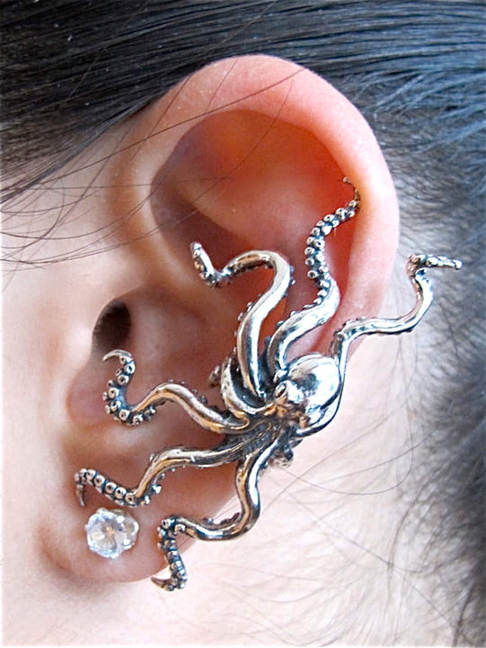 Octopus Ear Cuff Silver Octopus Ear Cuff Octopus Earring - Etsy Ireland