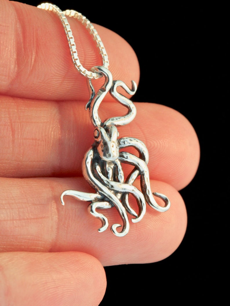 Octopus Necklace Silver Octopus Charm Octopus Pendant - Etsy