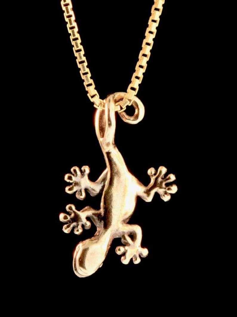 14K Gold Gecko Necklace Jungle Jewel Charm Collection Charm | Etsy