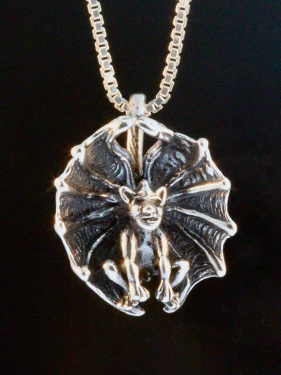 Silver Gothic Gargoyle Pendant Winged Gargoyle Charm Gothic Fantasy ...